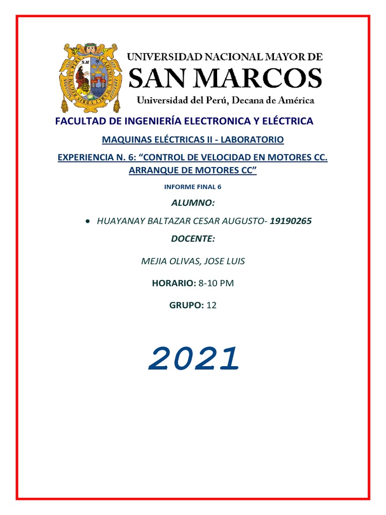 INFORME FINAL-6-Lab-Maquinas Electricas II | PDF | Corriente eléctrica | Inductor