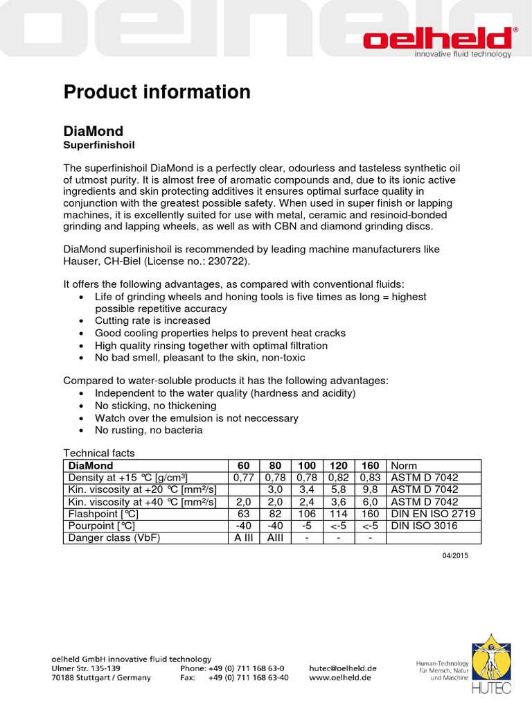 DiaMond Superfinishoil Product Overview | PDF