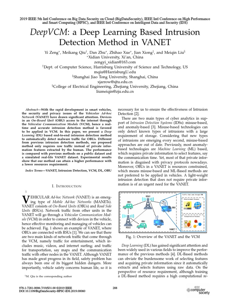Deepvcm: A Deep Learning Based Intrusion: Detection Method in Vanet | PDF | Computer Science ...