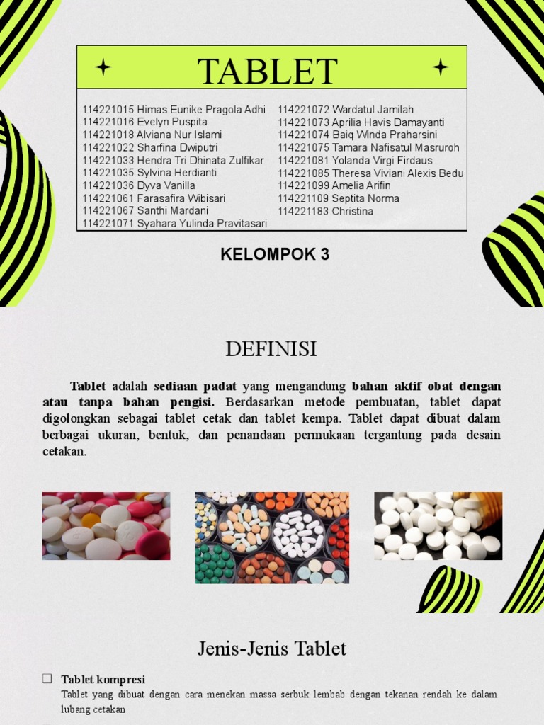 Panduan Jenis dan Formula Tablet | PDF