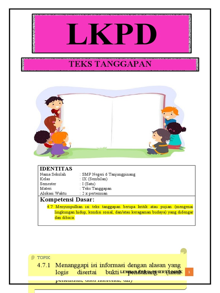 LKPD KD Teks Tanggapan | PDF
