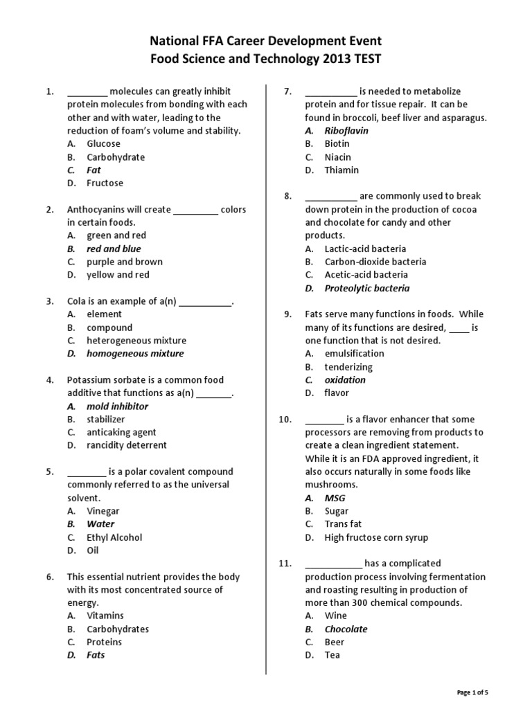 2021 Food Science Test Bank | PDF | Foods | Taste