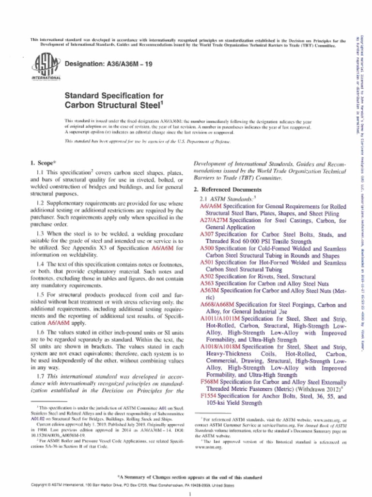Astm A36 A36m-19 | PDF