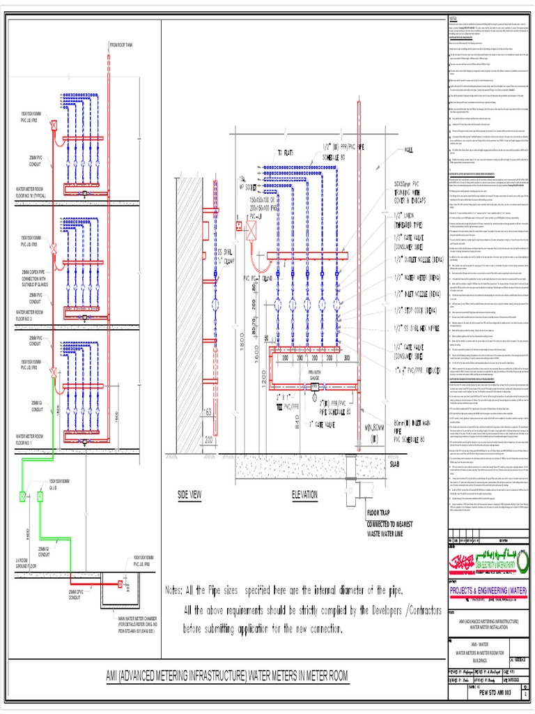 3a Domestic Water Meter Installation in Meter Room DrawingPEWSTDAMI003 ...