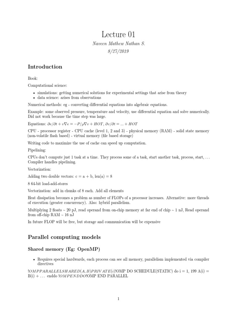Lec 01 Pdf Central Processing Unit Parallel Computing