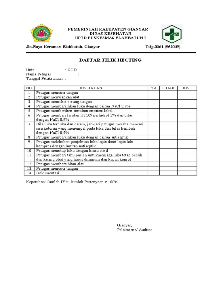 Daftar Tilik Hecting | PDF