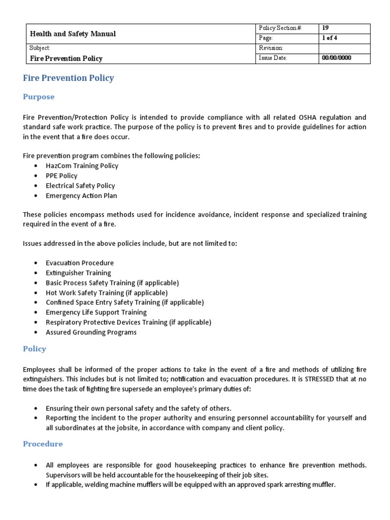 Fire Prevention Policy | PDF | Combustion | Fires