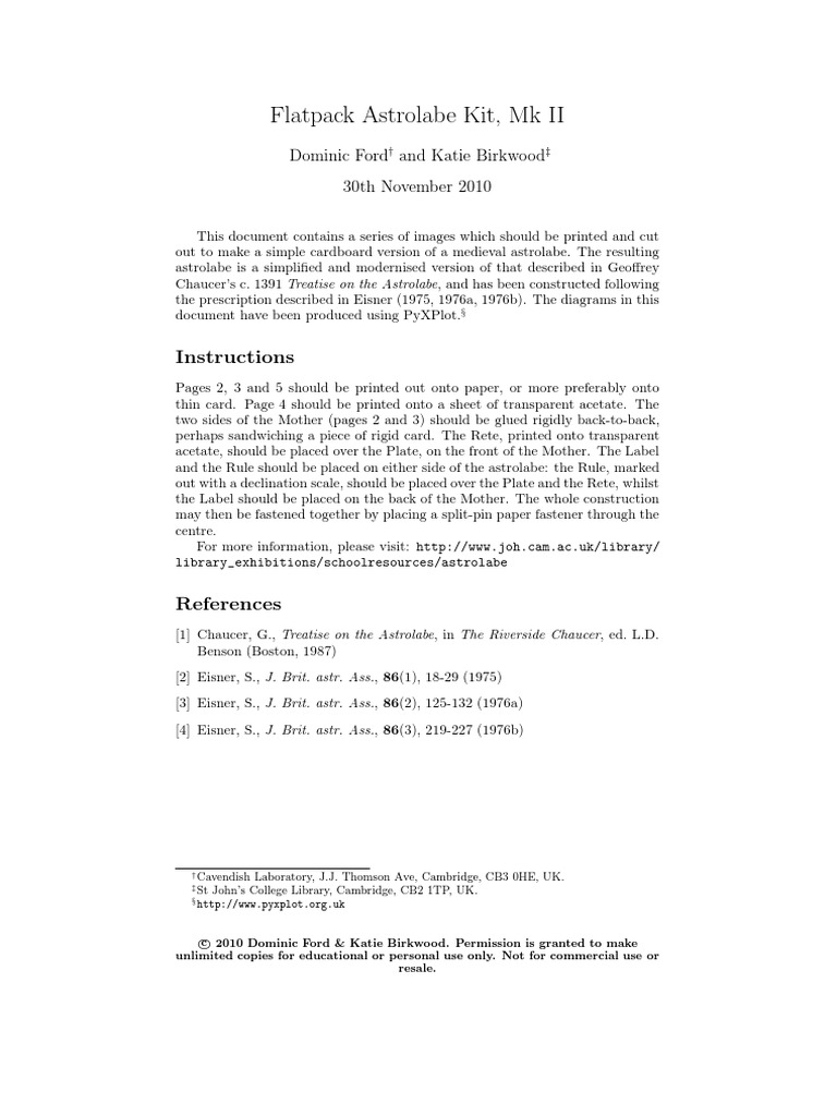 DIY Medieval Astrolabe Guide | PDF | Works | Geoffrey Chaucer