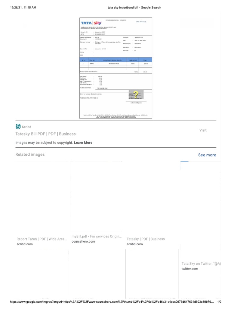 Tata Sky Bill2 | PDF