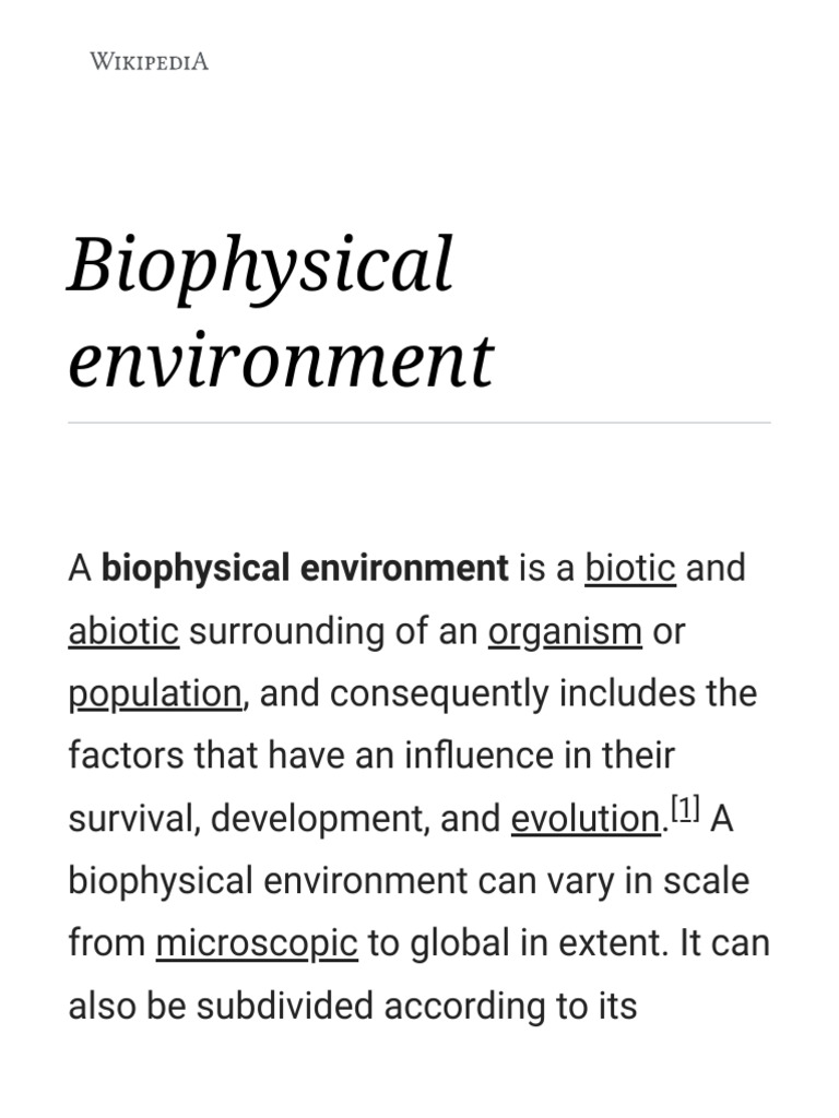 Biophysical Environment - Wikipedia | PDF | Ecology | Systems Biology