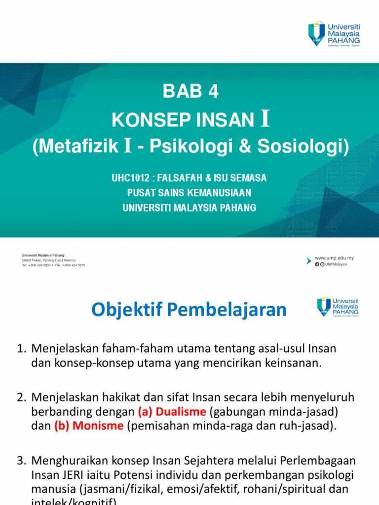 Slaid PDF Bab 4 Konsep Insan 1 - Psikologi & Sosiologi) | PDF