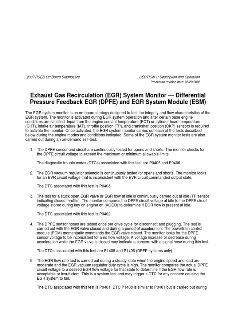 Exhaust Gas Recirculation (EGR) System Monitor Differential Pressure ...