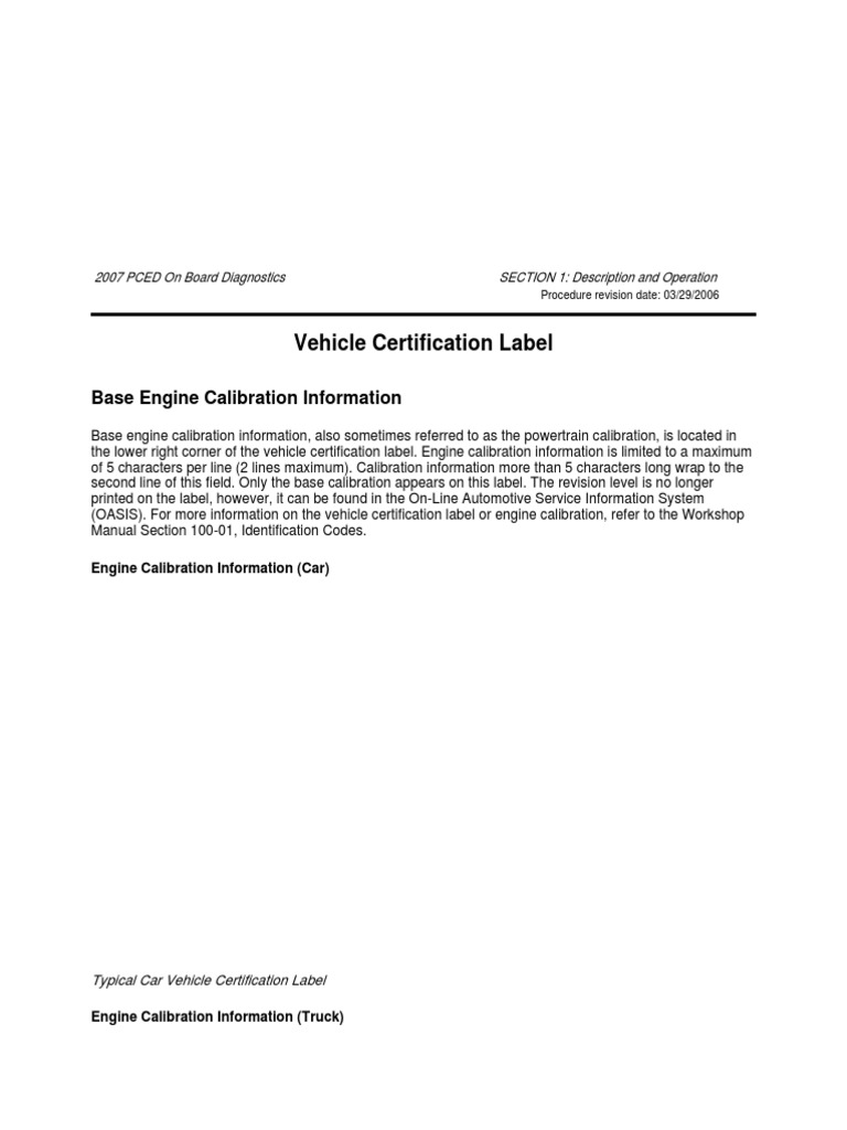 Vehicle Certification Label Details | PDF | Technology & Engineering
