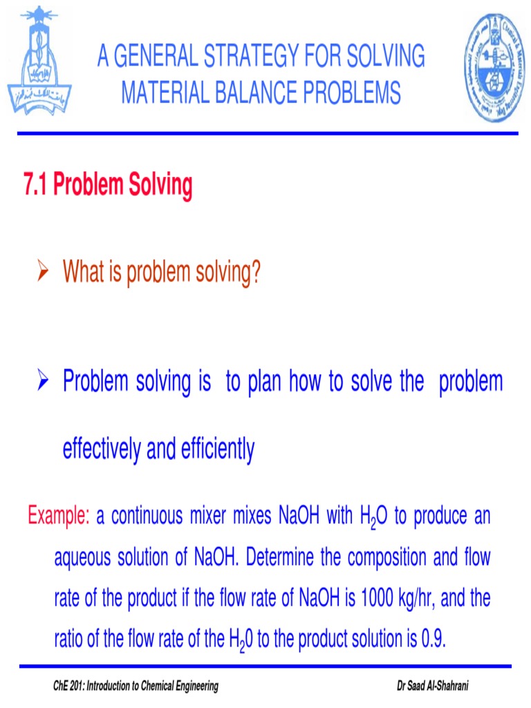 A Step-by-Step Approach to Solving Material Balance Problems Involving ...