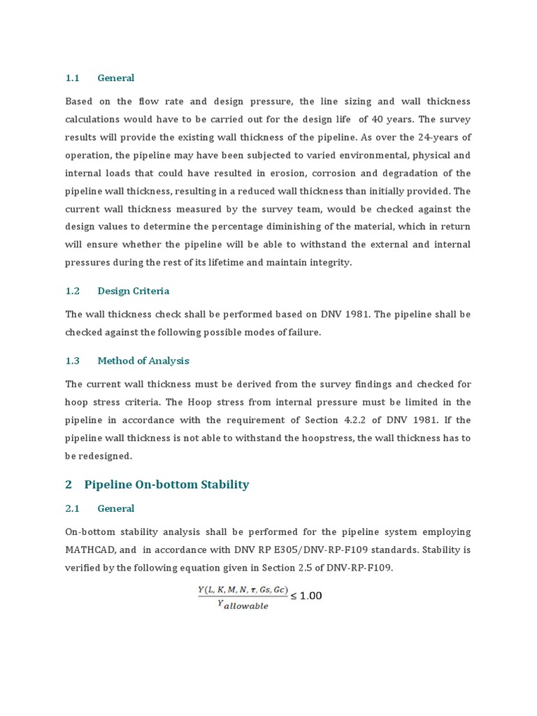 1.1 General: 2 Pipeline On-Bottom Stability | PDF | Pipeline Transport ...
