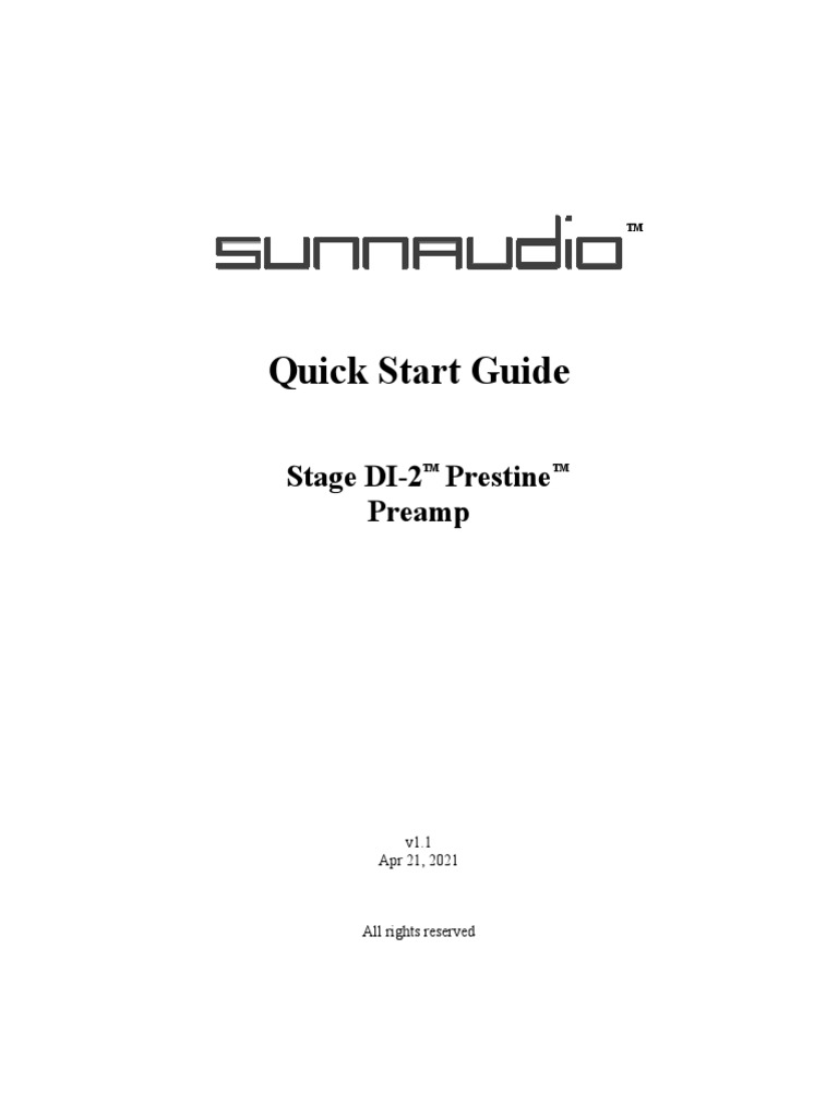 Stage DI-2 Quickstart Guide - v1.1 | PDF | Equalization (Audio) | Electrical Engineering
