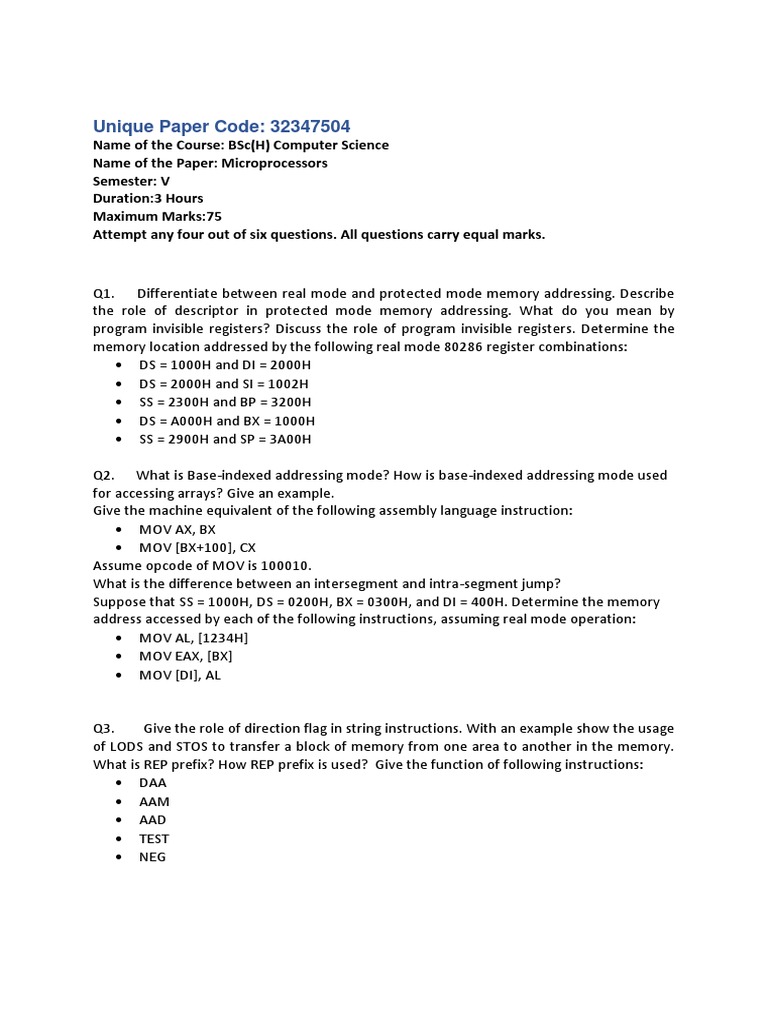 MP QUESTION PAPER DU 3rd YEAR | PDF | Information Age | Central Processing Unit