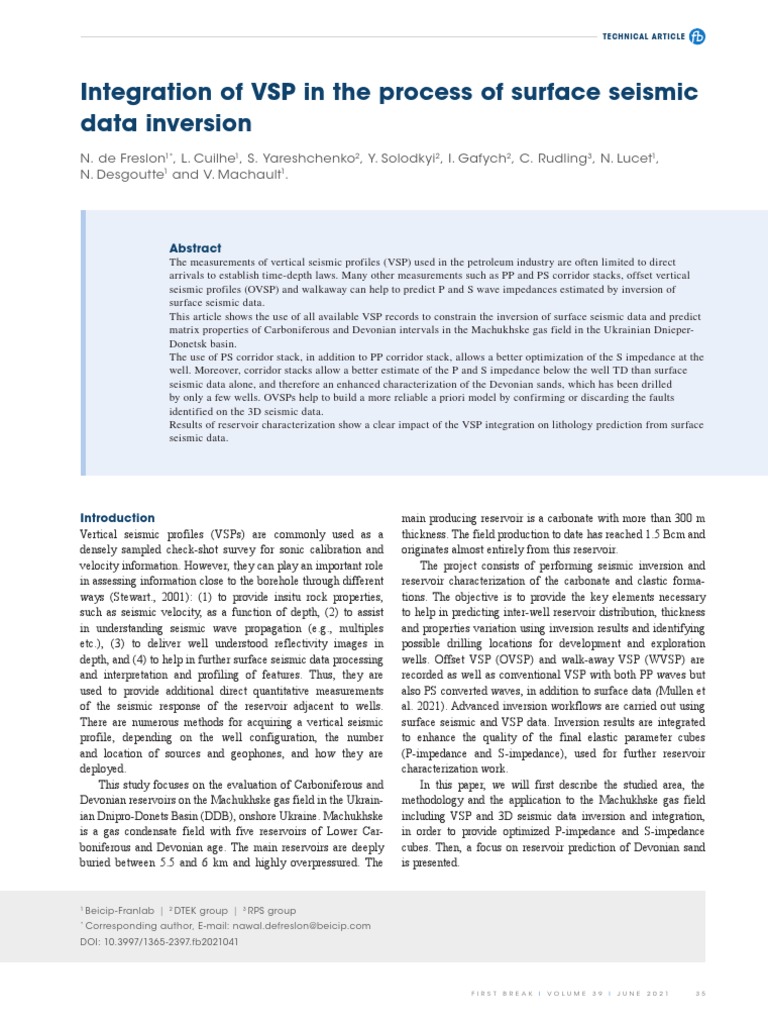 VSP and Invers | PDF | Reflection Seismology | Petroleum Reservoir