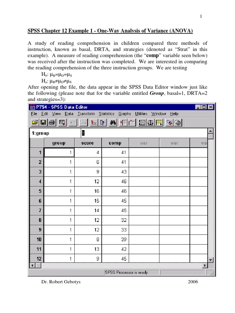 SPSS Chapter 12 Example 1 - One-Way Analysis of Variance (ANOVA) | PDF | Multiple Comparisons ...