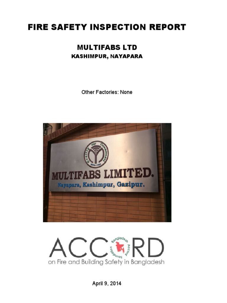 Fire Safety Inspection Report: Multifabs Ltd | PDF | Fire Safety | Fire ...