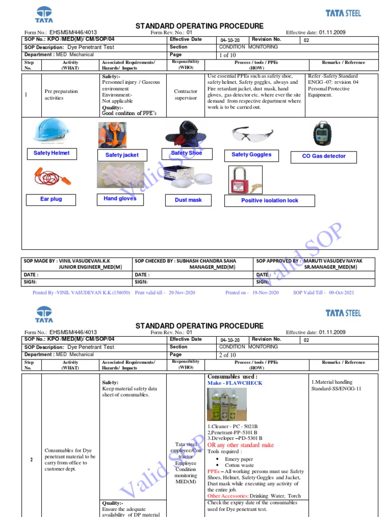 04 Dye Penetration Test Download Free Pdf Personal Protective Equipment Safety