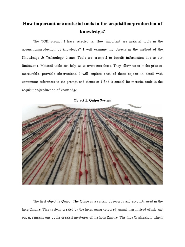 How Important Are Material Tools in The Acquisition/production of ...