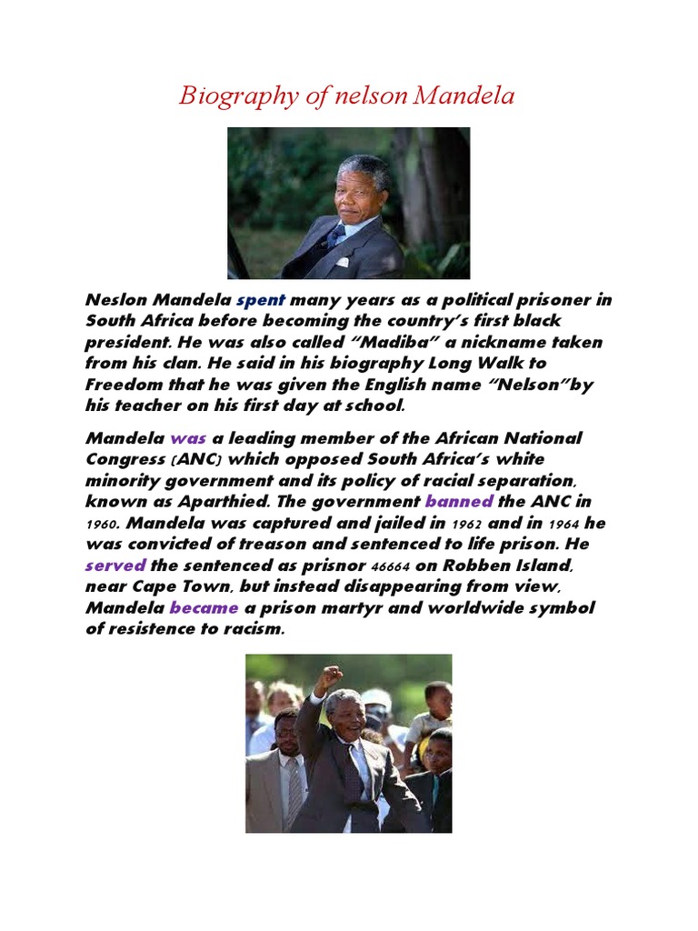 Biography of Nelson Mandela ROOHAN | PDF | Social Science