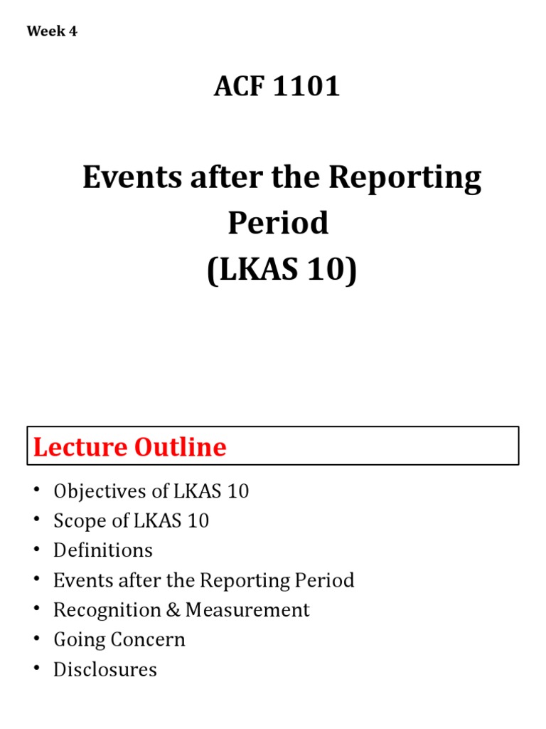 LKAS 10 Events After The Reporting Period LKAS 37 Provisions ...