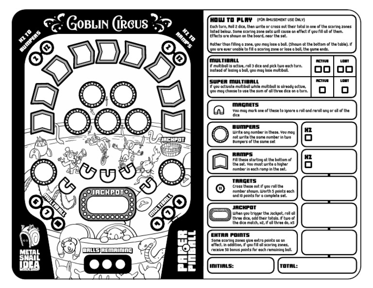 Paper Pinball Goblin Circus B W 03 | PDF | Entertainment | Gambling