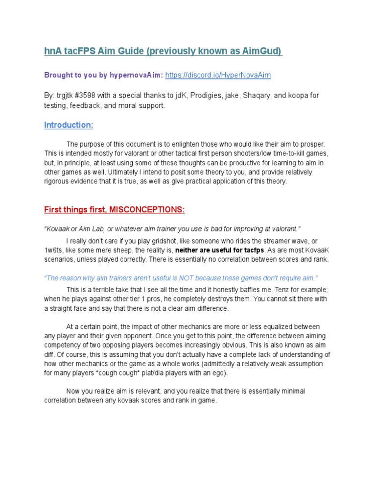 Hna tacFPS Aim Guide (Kovaaks and AimLabs) | PDF | Theory | Accuracy ...