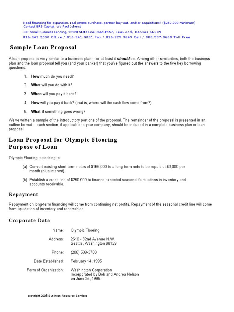 Sample Loan Proposal: Repayment | PDF