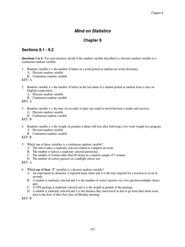 Mind On Statistics: Sections 8.1 - 8.2 | PDF | Probability Distribution ...