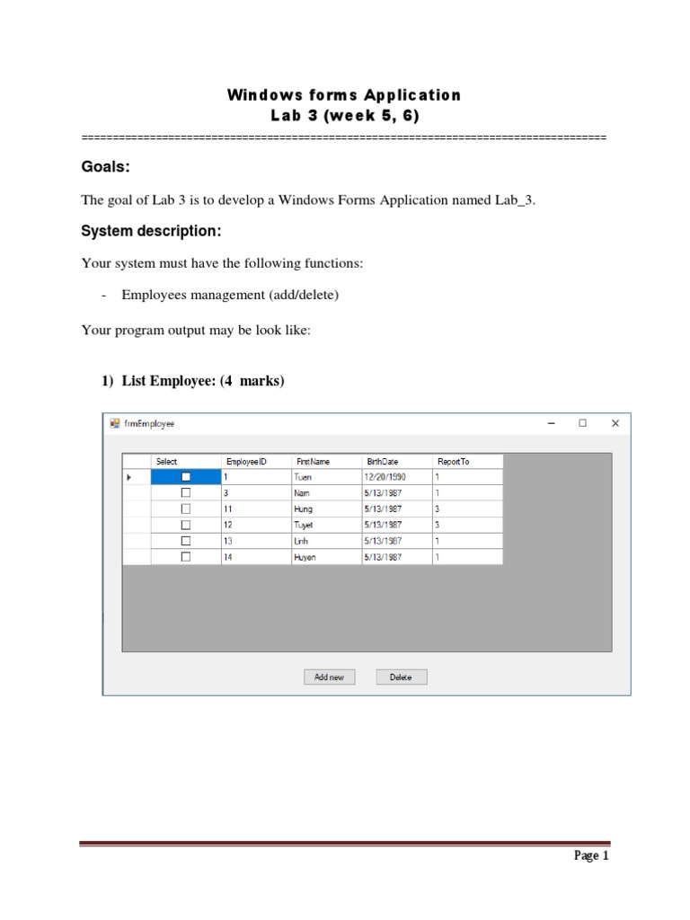 The Goal of Lab 3 Is To Develop A Windows Forms Application Named Lab ...