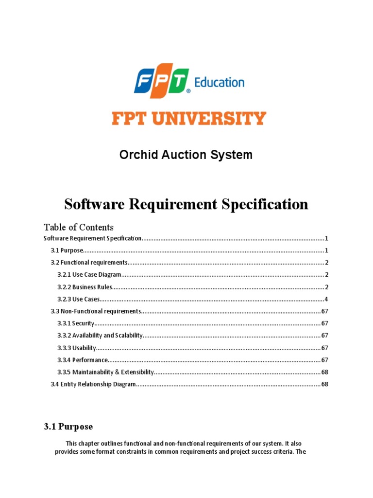 Software Requirement Specification: Orchid Auction System | PDF | Auction | Password