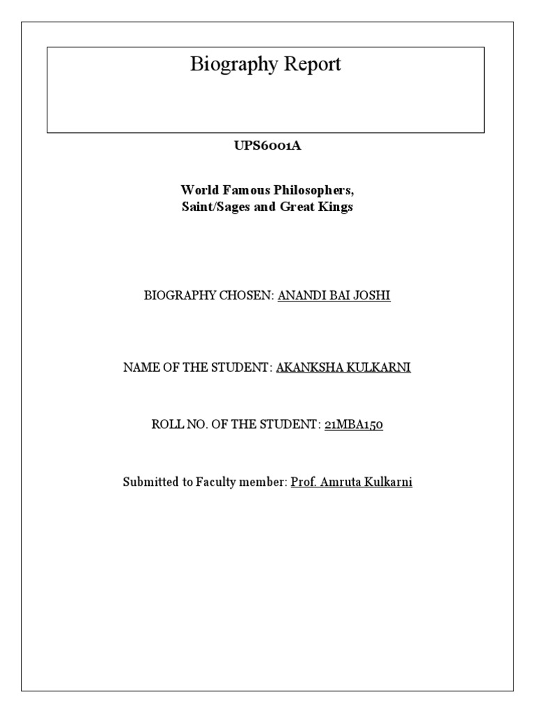 Biography Report Template UPS6002A | PDF