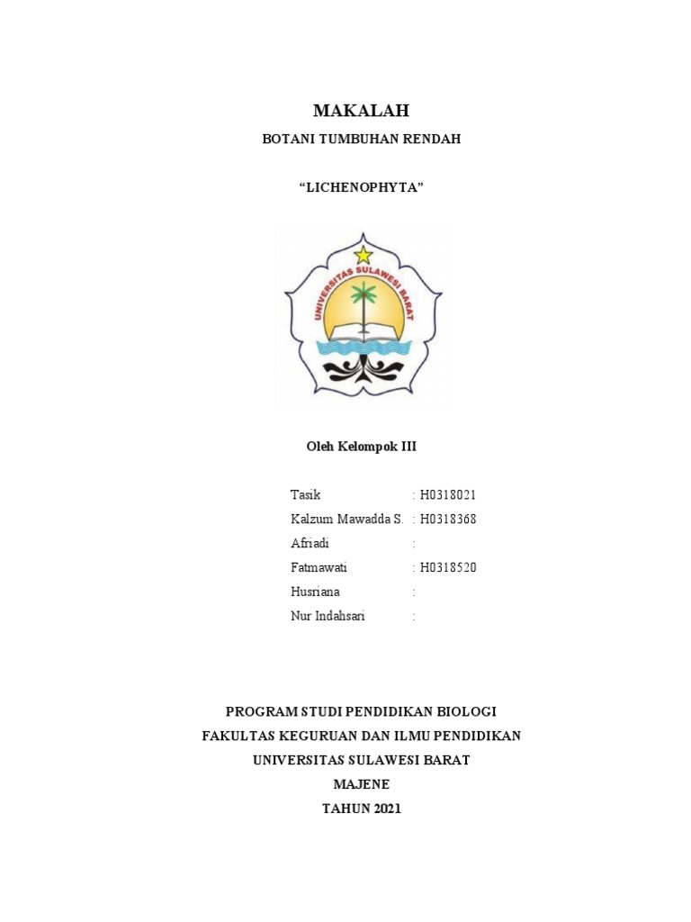Makalah Kelompok 3 - BTR - Lichenophyta | PDF