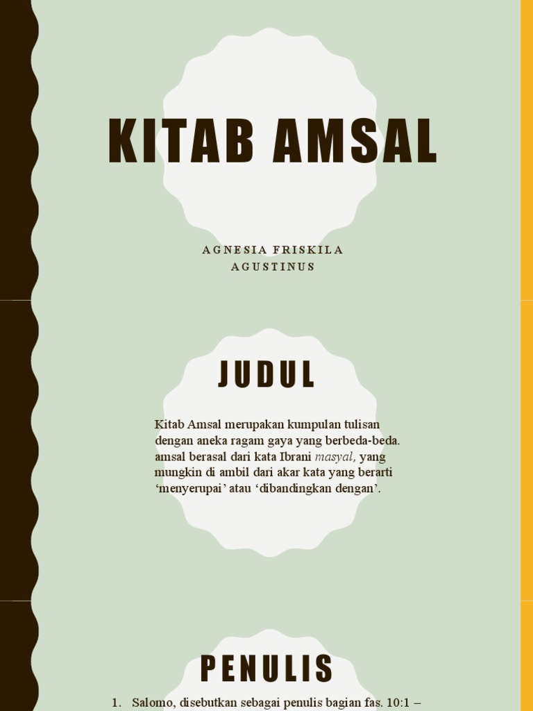 Penulis dan Ajaran Kitab Amsal | PDF