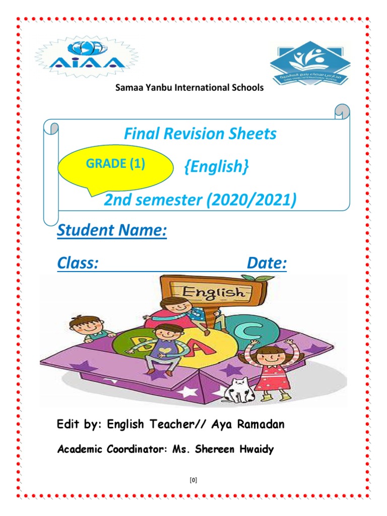 Grade 1 English Revision Sheets | PDF | Honey Bee | Beehive