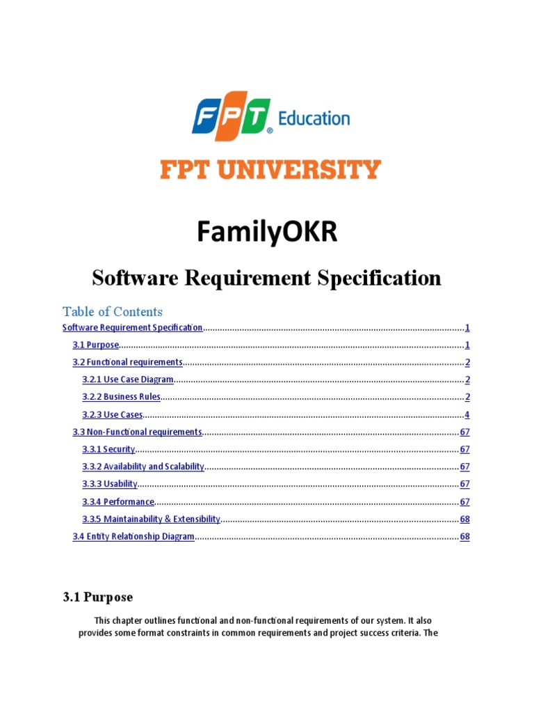 Report3 Software Requirement Specification FamilyOKR | PDF | Use Case | Databases