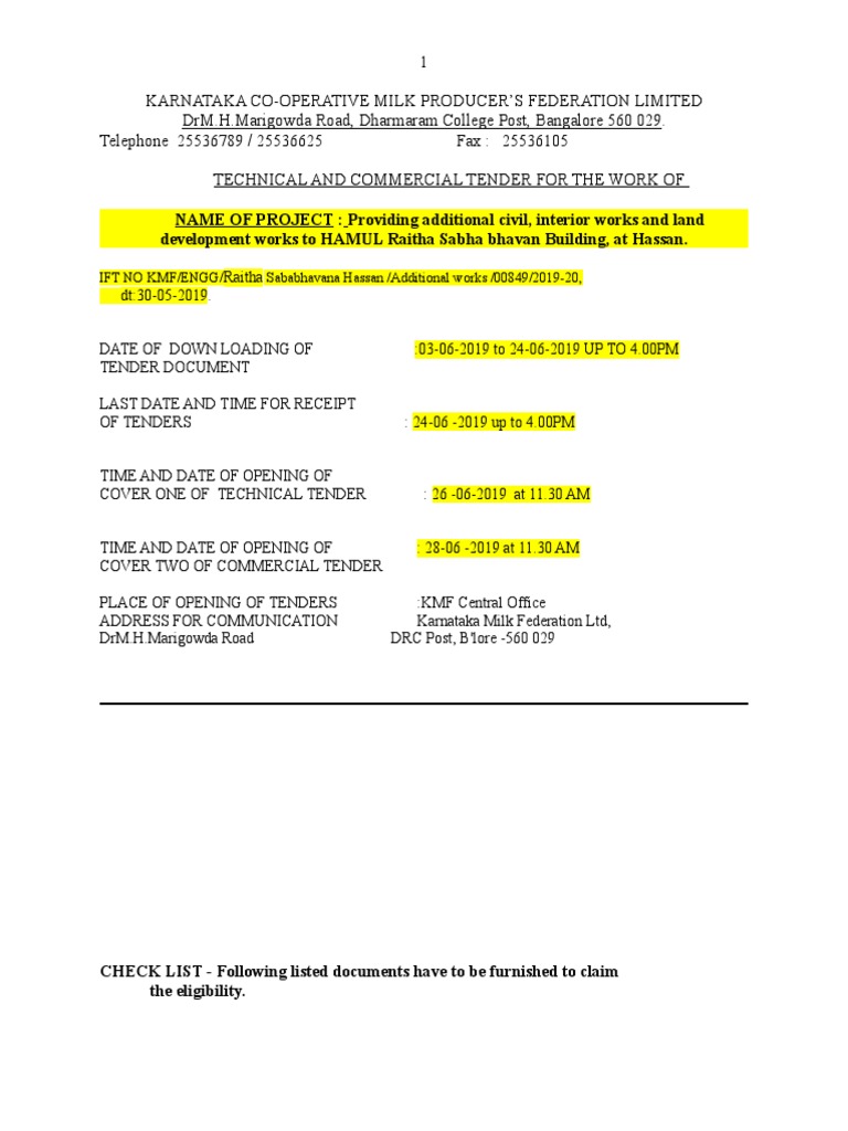Part-1 Technical Tender | PDF | Employment | Insurance