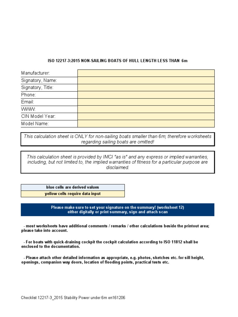Checklist 12217-3 - 2015 Stability Power Under 6m En161206 | PDF ...