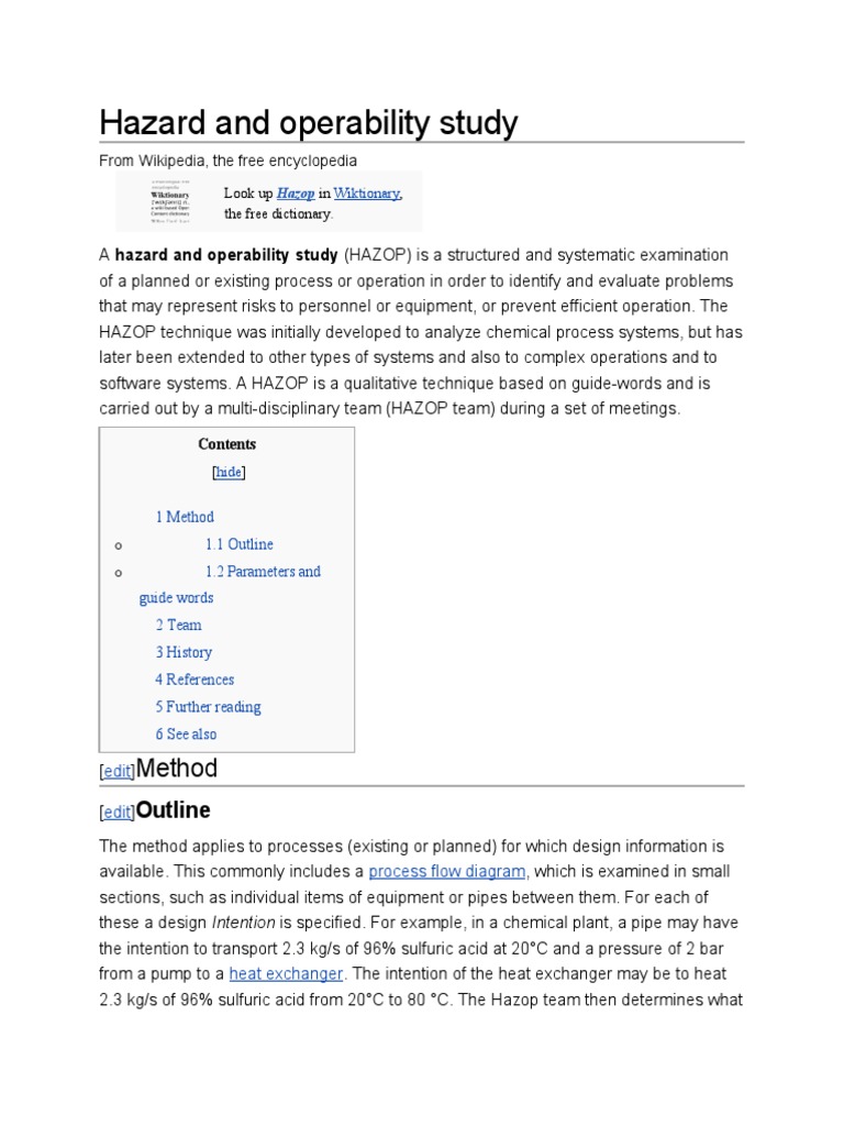 Hazard and Operability Study | PDF