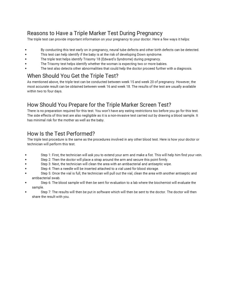 Reasons To Have A Triple Marker Test During Pregnancy | Download Free ...