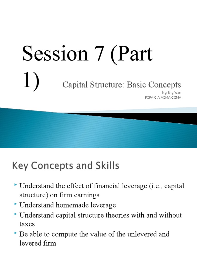Session 7 (Part 1) : Capital Structure: Basic Concepts | PDF