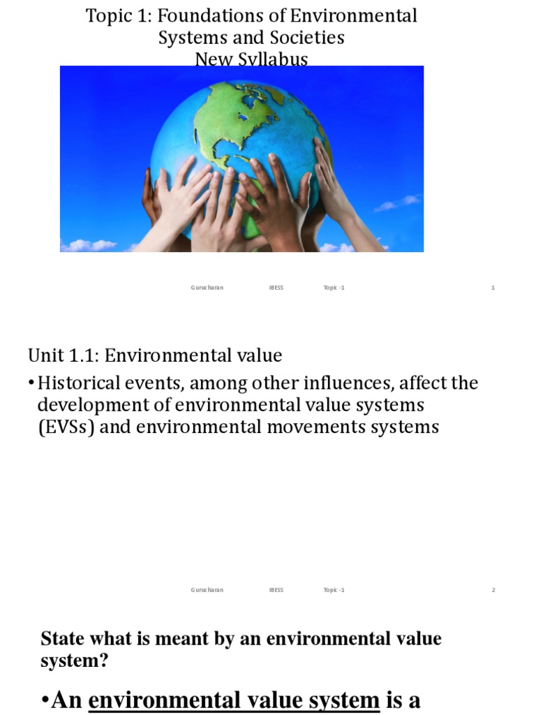 ESS Topic 1-Foundations of Environmental Systems and Societies (First ...