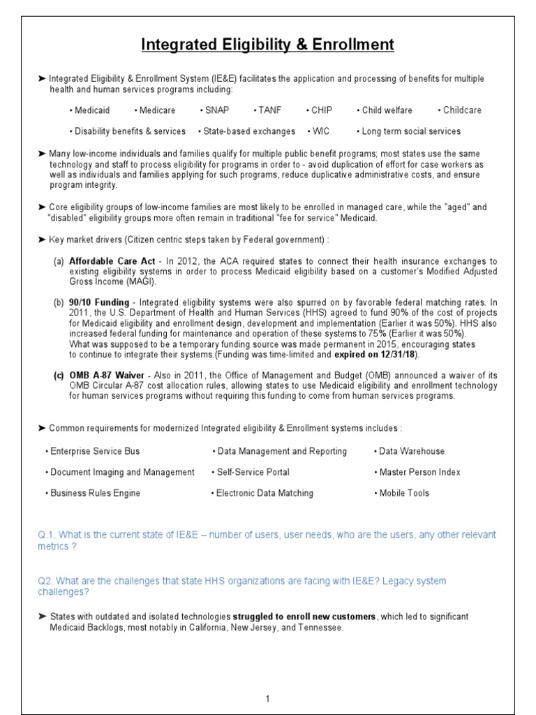 Integrated Eligibility System | PDF | Medicaid | Health Insurance ...
