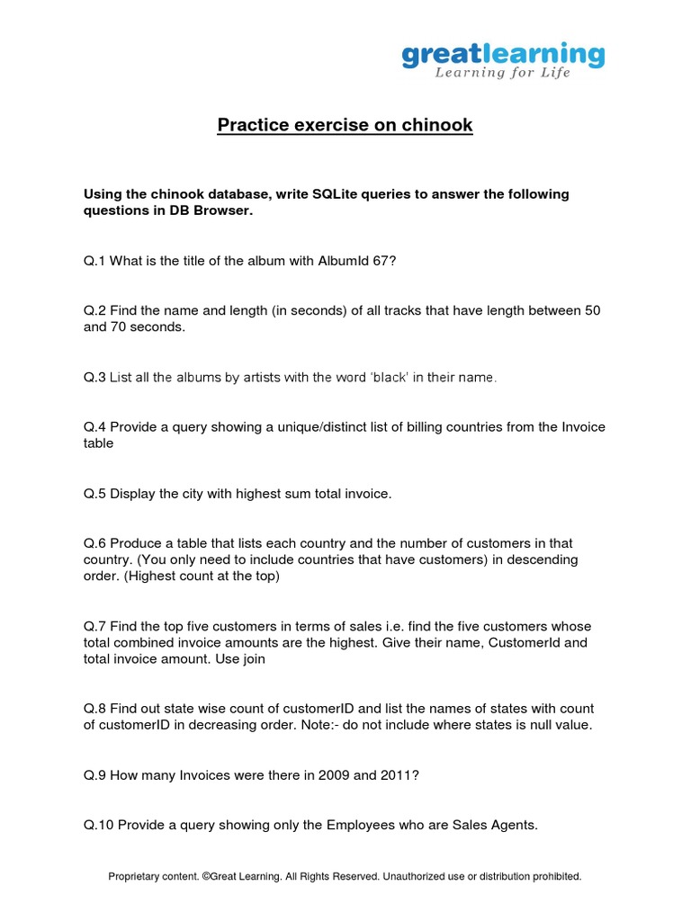 TH SQL Exercise On Chinook | PDF