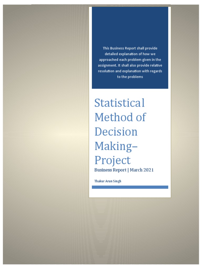 Statistical Methods For Decision Making | PDF | P Value | Mean