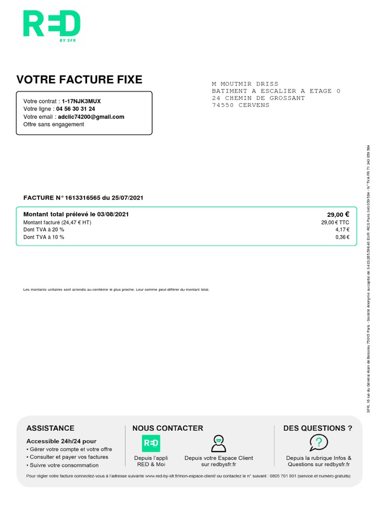 SFR Facture 0 | PDF | Taxe sur la valeur ajoutée | Économie