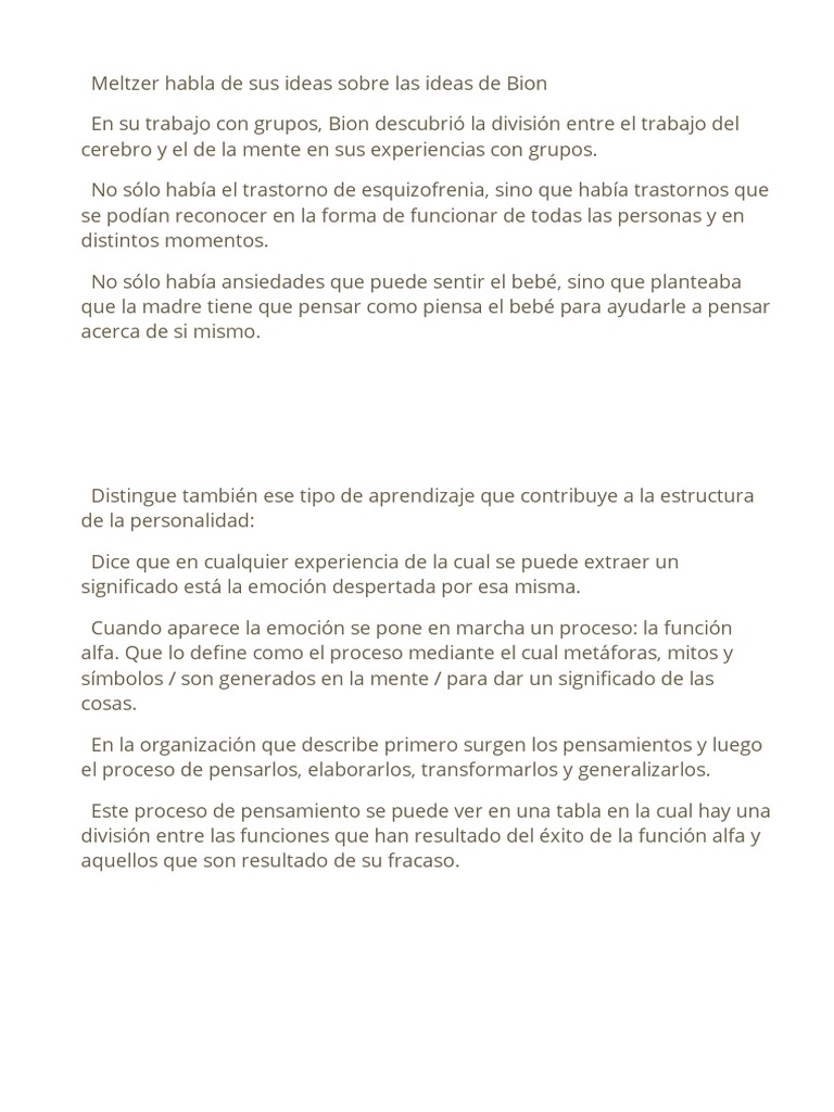 Doctor Meltzer - Bion | PDF | Las emociones | Mente